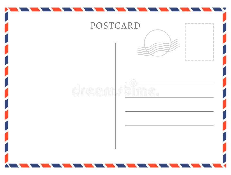Postcard Template Paper White Texture. Vector Postcard Empty Mail Stamp ...