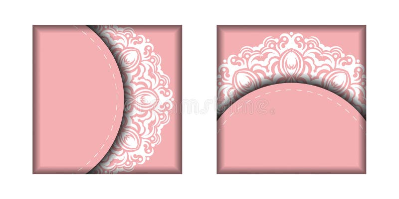 Postcard Template in Pink Color with Greek White Pattern for Your ...