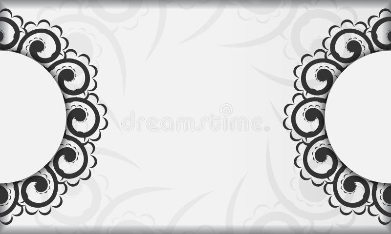 Postcard Template in White Color with Black Greek Pattern Stock Vector ...