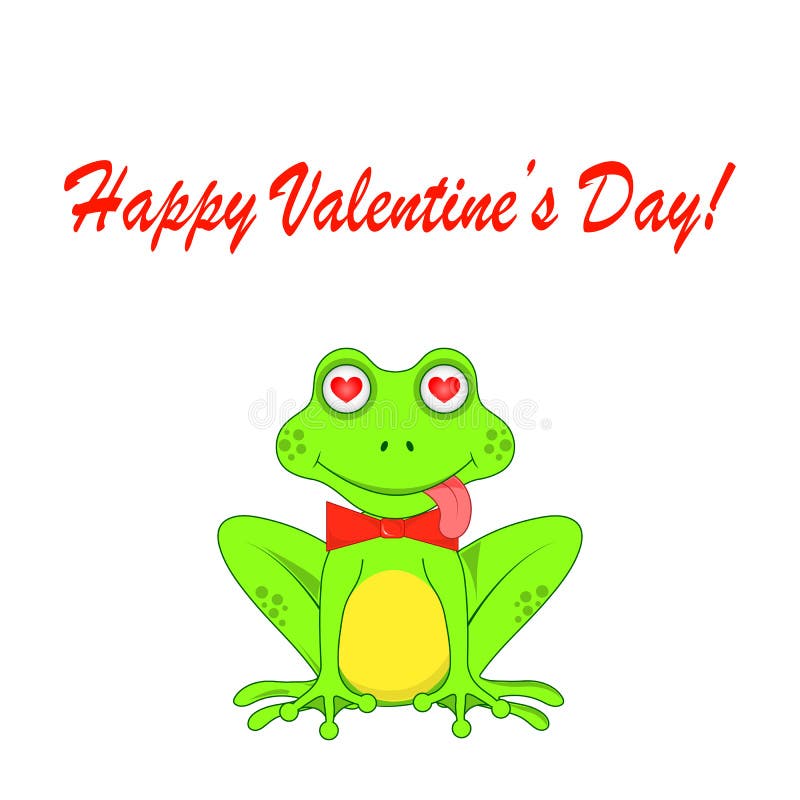 Postcard on Valentines Day with Frogs Isolated Stock Vector ...
