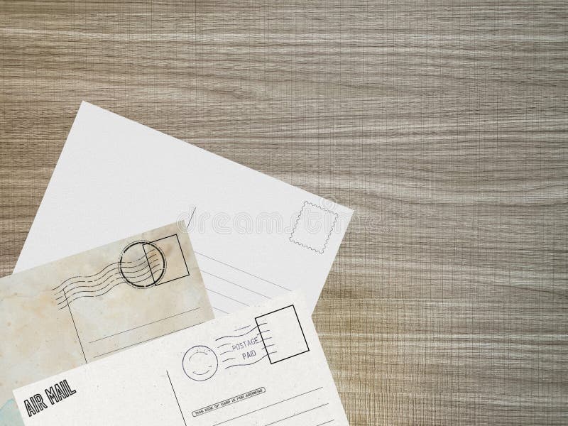 Postcard on the wood table stock image. Image of architecture - 276201865