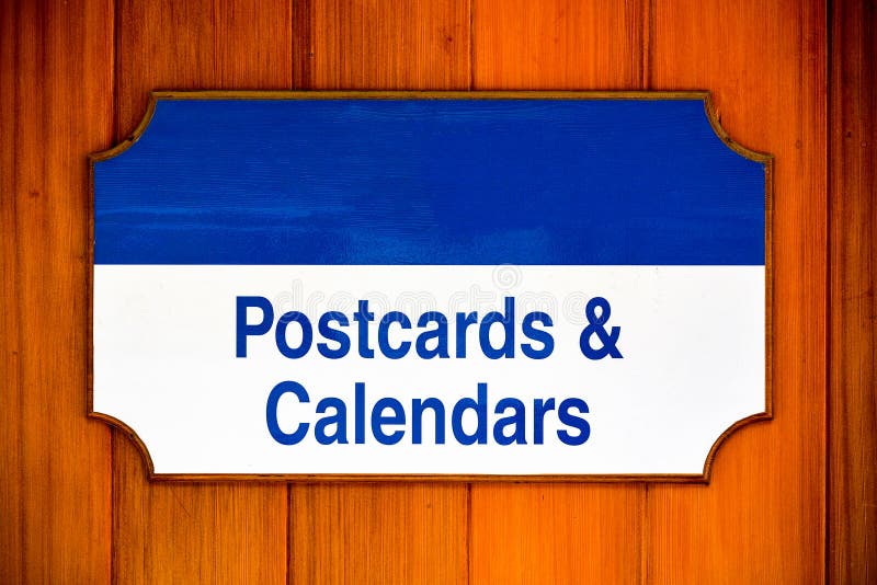 Postcards And Calendars Sign Stock Image - Image of plank, announcement ...