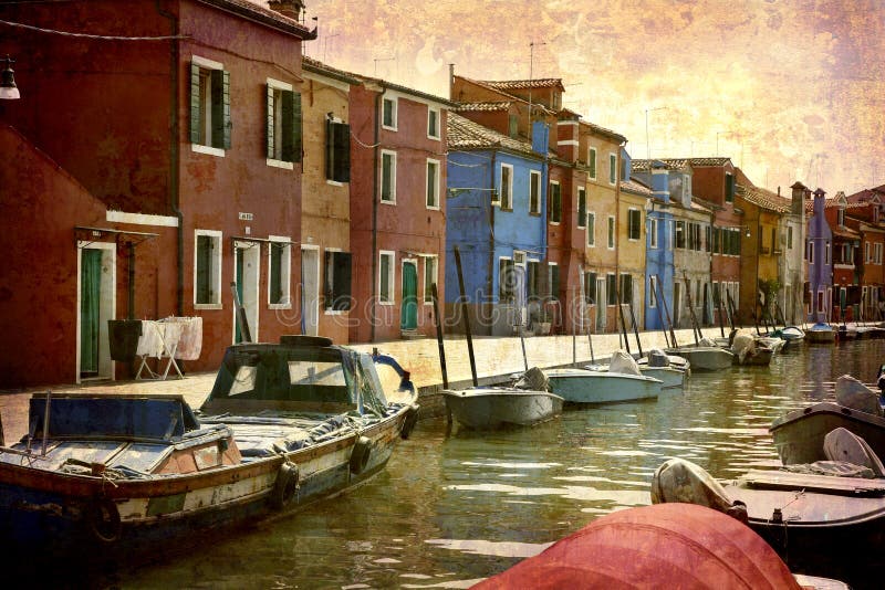 Postcards from Italy (series) Stock Photo - Image of antique, boats ...