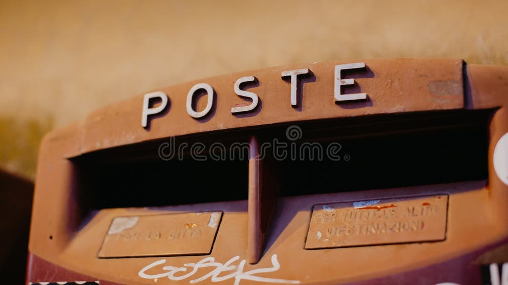 Poste Retro Italian Mail Box. Stock Photo - Image of word, wooden ...