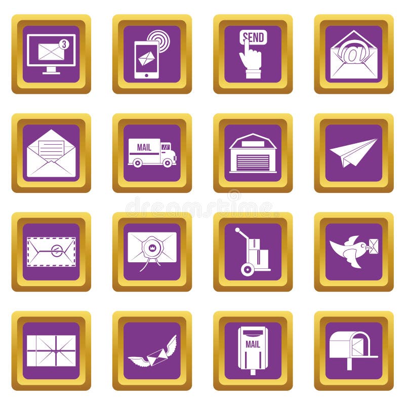Poste Service Icons Set Purple Stock Illustrations – 2 Poste Service ...