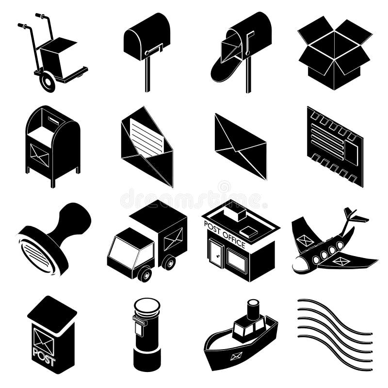 Poste Service Icons Set, Simple Style Stock Vector - Illustration of ...