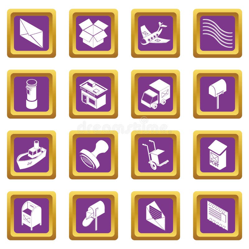Poste Service Icons Set Purple Stock Illustrations – 2 Poste Service ...