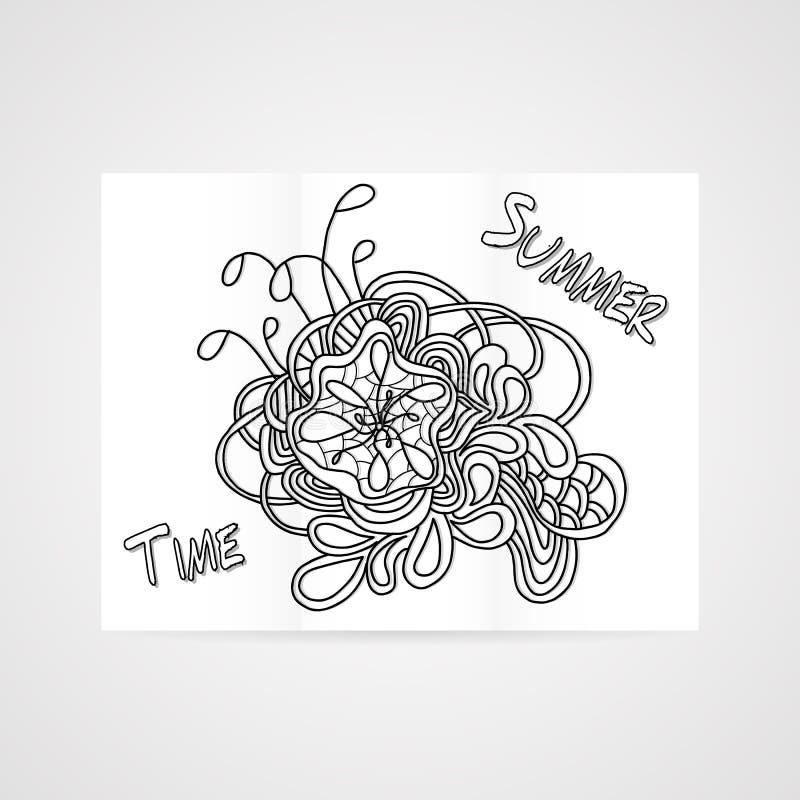 Poster with Abstract Hamd Drawn Flower. Stock Vector - Illustration of ...