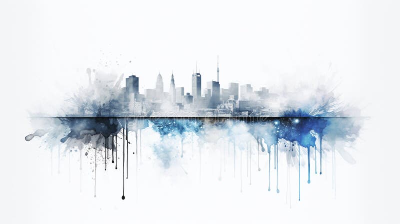 Poster Abstract Watercolor of the City. Sustainable Development Plan ...
