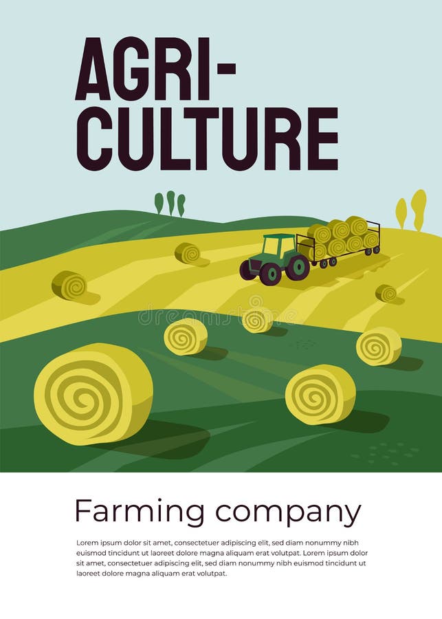 Poster for Agriculture or Farming Company with Tractor on Hayfield ... Poster for Agriculture or Farming Company with Tractor on Hayfield ...
