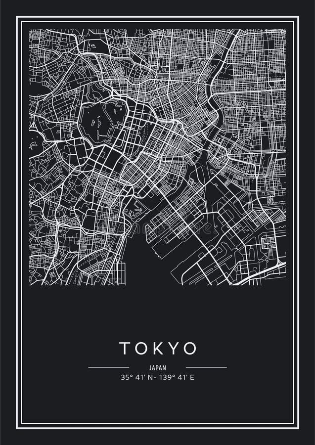 Black White Map Tokyo Stock Illustrations – 481 Black White Map Tokyo ...