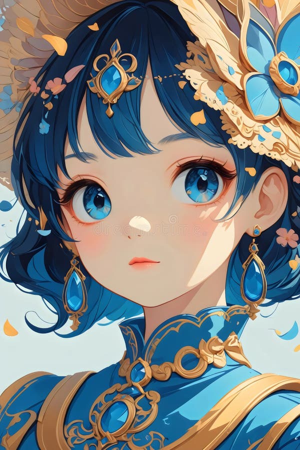 Poster for a Anime Character Called the Blue Lady Stock Illustration ...