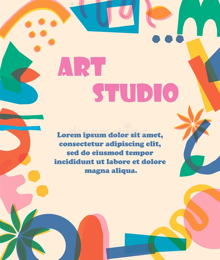 Poster for Art Studio. Abstract Figures Using the Risograph Effect ...