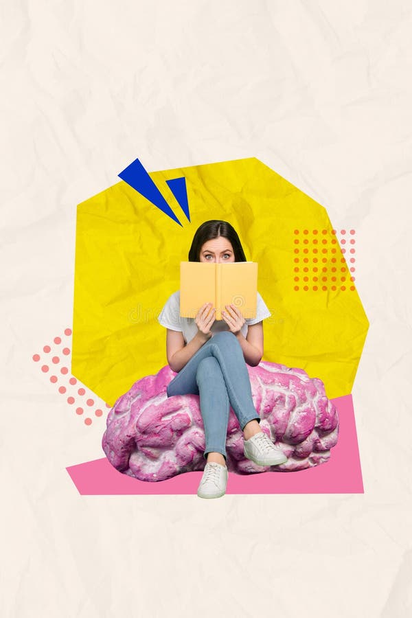 Poster Banner Collage of Nerd Geek Student Lady Reading Book Personal ...