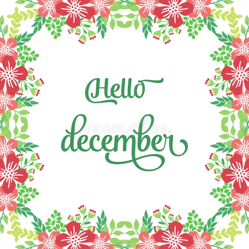 Poster or Banner Hello December, with Abstract Red Flower Frame Graphic ...