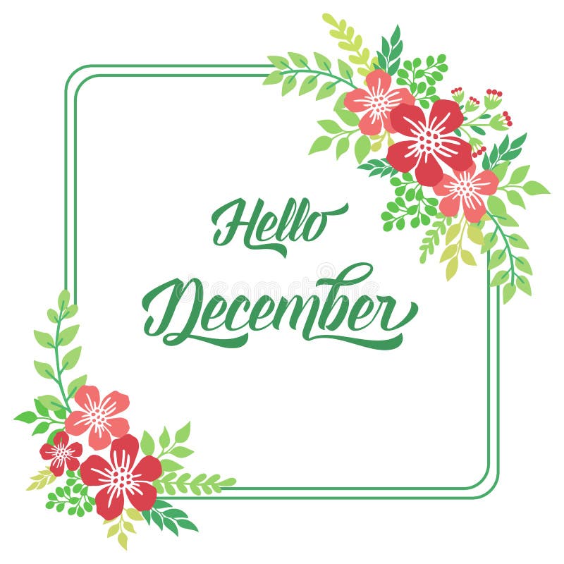 Poster or Banner Hello December, with Abstract Red Flower Frame Graphic ...