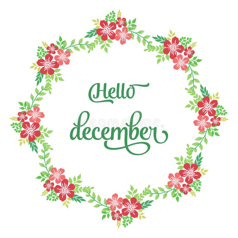 Poster or Banner Hello December, with Abstract Red Flower Frame Graphic ...
