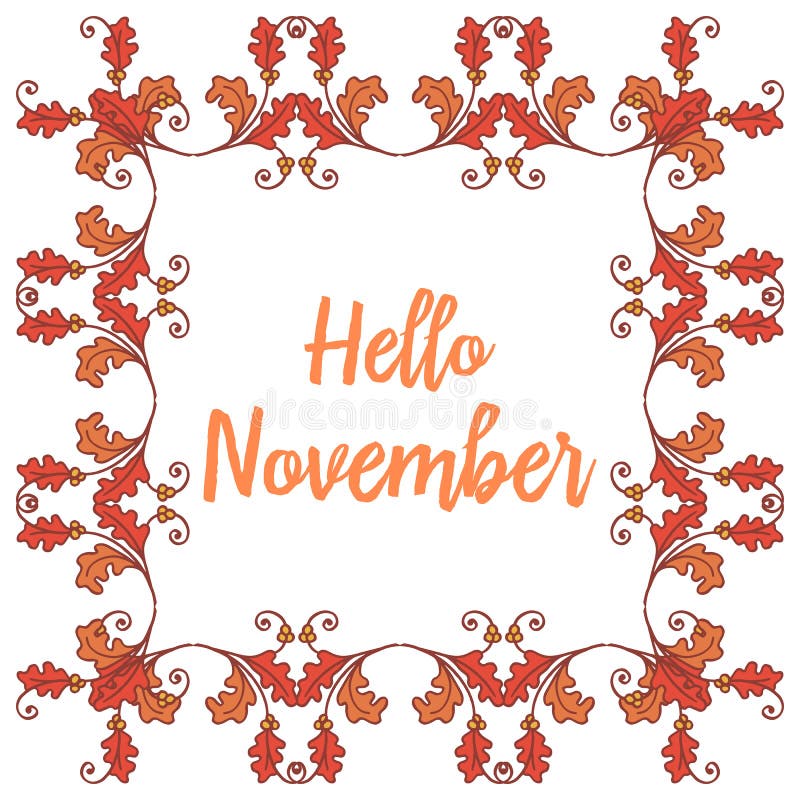 Poster or Banner Hello November, with Pattern of Autumn Leaf Frame ...