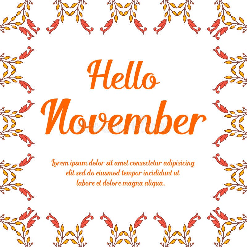 Poster or Banner Hello November, with Pattern of Autumn Leaf Frame ...