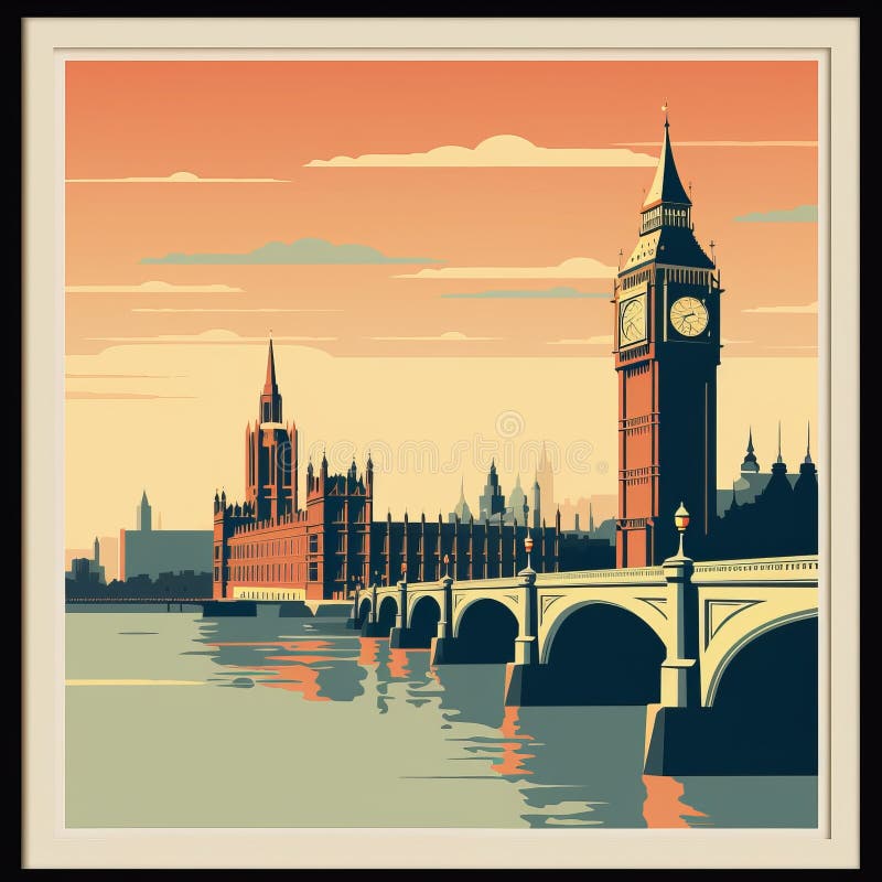 A Poster of the Big Ben Clock Tower in London Stock Photo - Image of ...