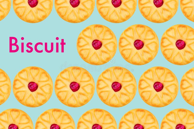 Poster with Biscuit Text Pink Color Shape and Circle Cookies Pattern ...