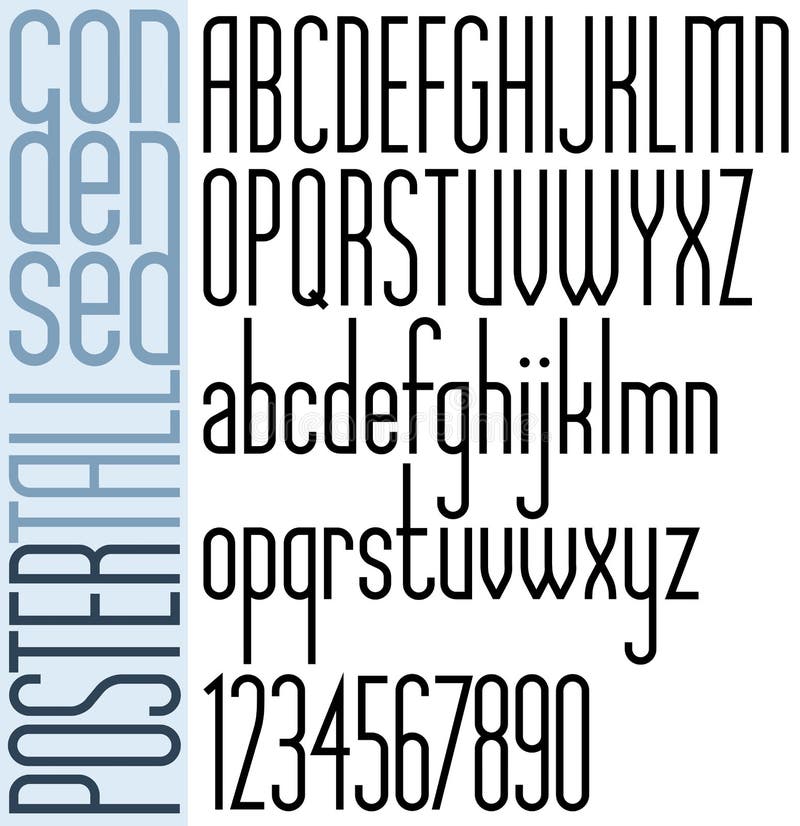 Poster Black Tall Condensed Font. Stock Vector - Illustration of ...