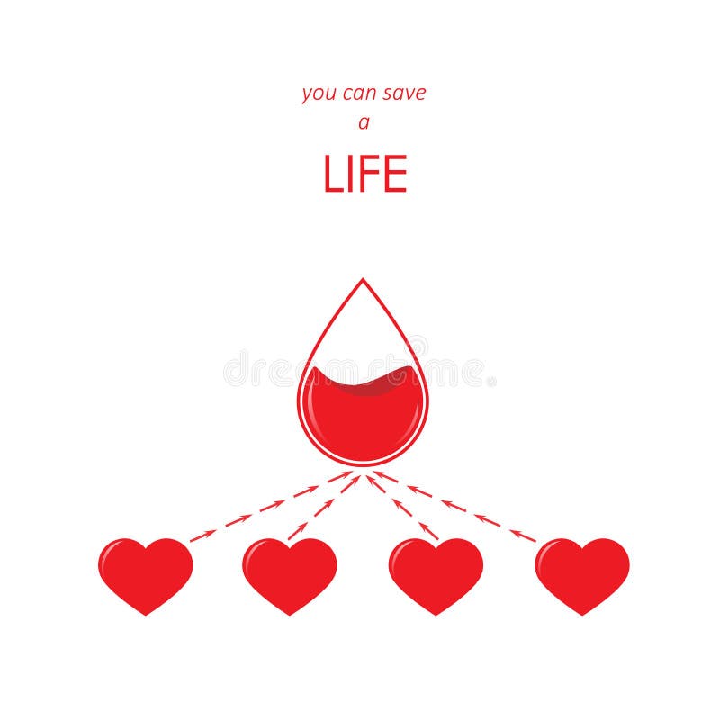 Poster For Blood Donation, Four Drops And Heart Isolated On The White ...