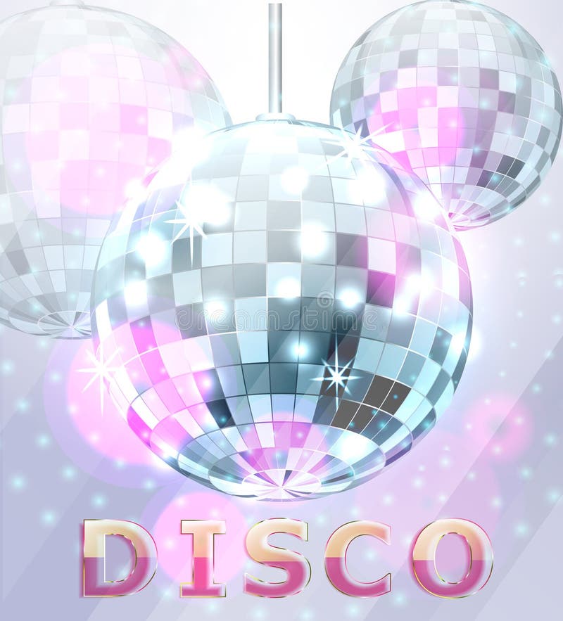 Poster with Blue Mirror Disco Ball. Disco Background Stock Vector ...