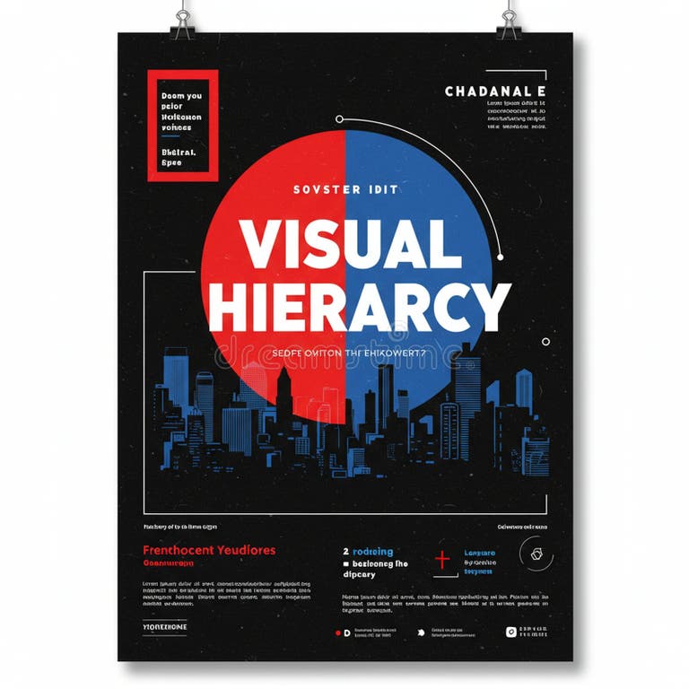 Poster with Bold Text "Visual Hierarchy" Set Against a Black Background ...