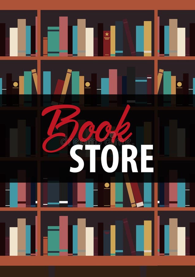 Poster Book Festival. Book Shelf or Bookcase. Vector Illustration ...