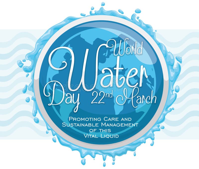 Button With Wave And Some Precepts About World Oceans Day Vector