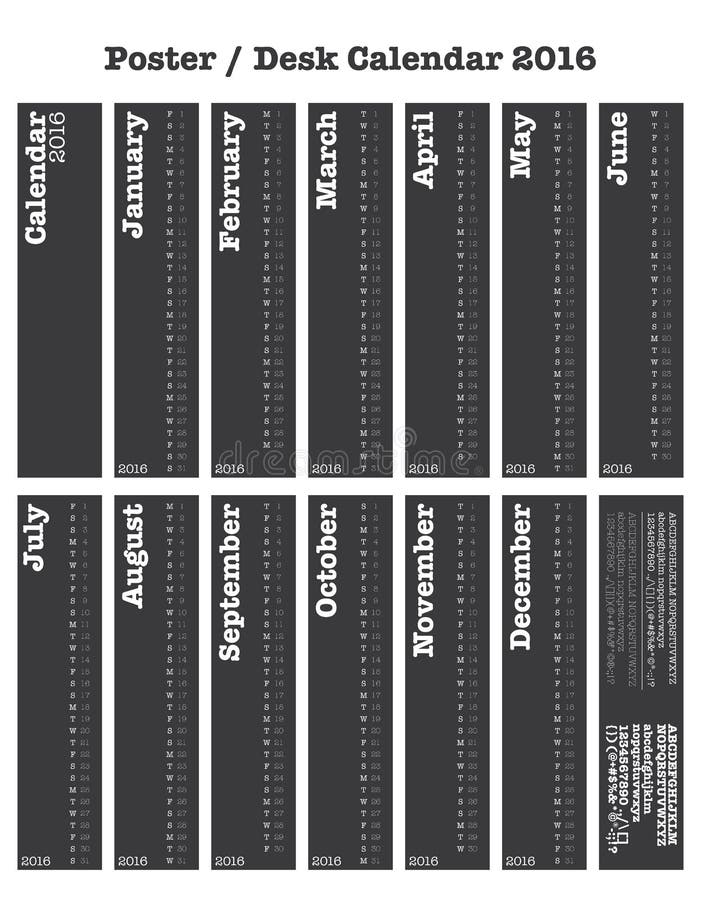 Poster Calendar for 2016, Simple Vector Template Stock Vector ...