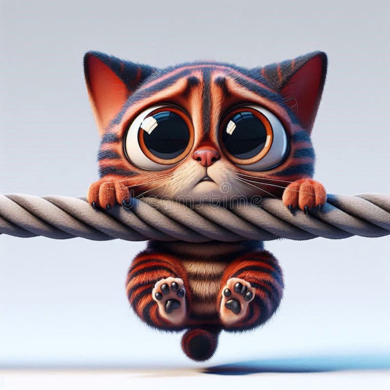 Poster of a Cat Climbing a Rope Stock Illustration - Illustration of ...