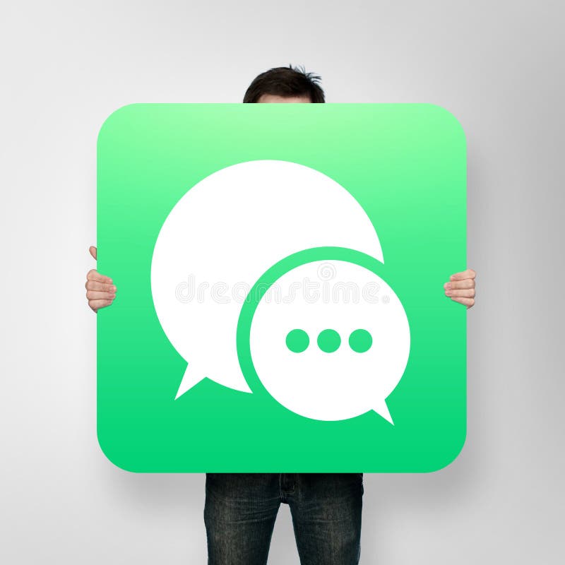 Poster with chat icon stock photo. Image of communication - 99084484