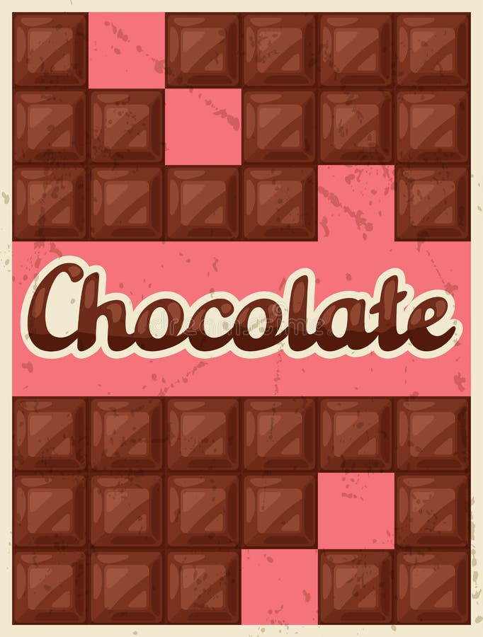 Poster with Chocolate Bar in Retro Style Stock Vector - Illustration of ...