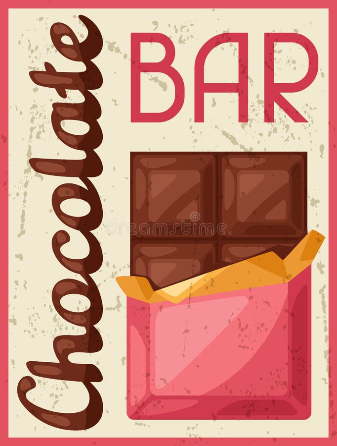 Poster with Chocolate Bar in Retro Style Stock Vector - Illustration of ...