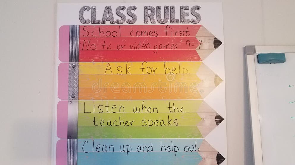 Poster of Class Rules on Wall with Pencils Stock Image - Image of help ...