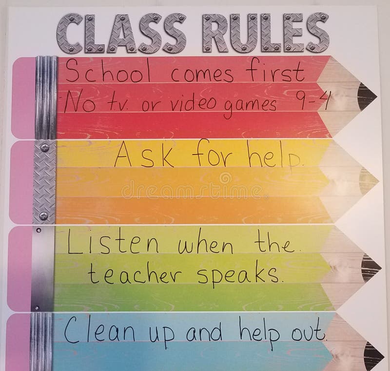 Poster of Class Rules on Wall with Pencils Stock Photo - Image of ...