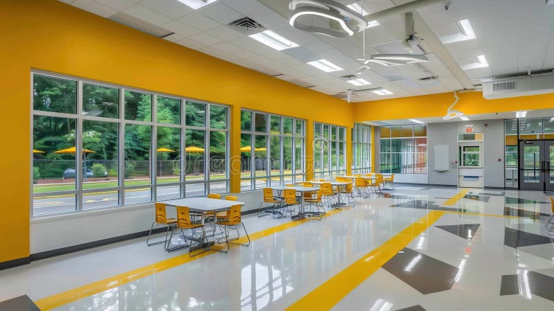 The Poster of a Classroom in a School in Yellow Colors. the Hall Has ...