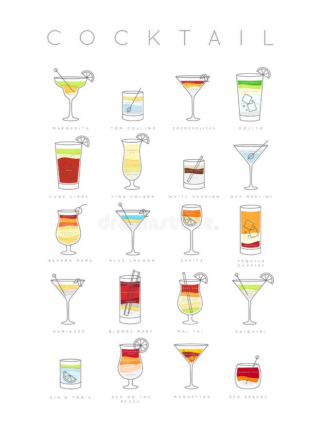 White Russian Cocktail Chalk Stock Vector Illustration Of Restaurant