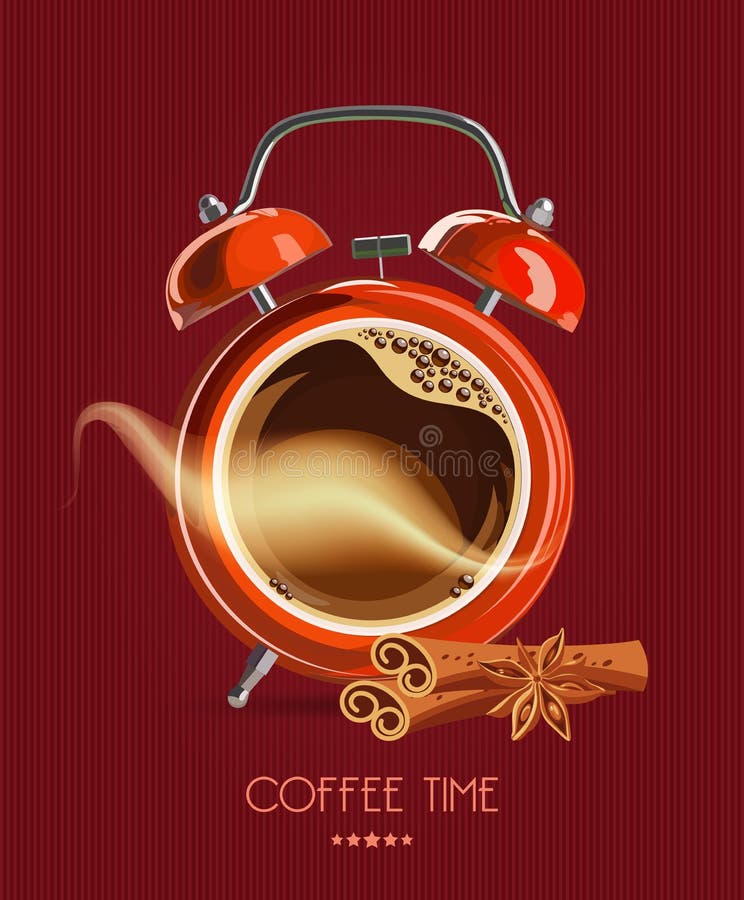 Poster with a Coffee Cup and Alarm Clock. Vector Stock Vector ...