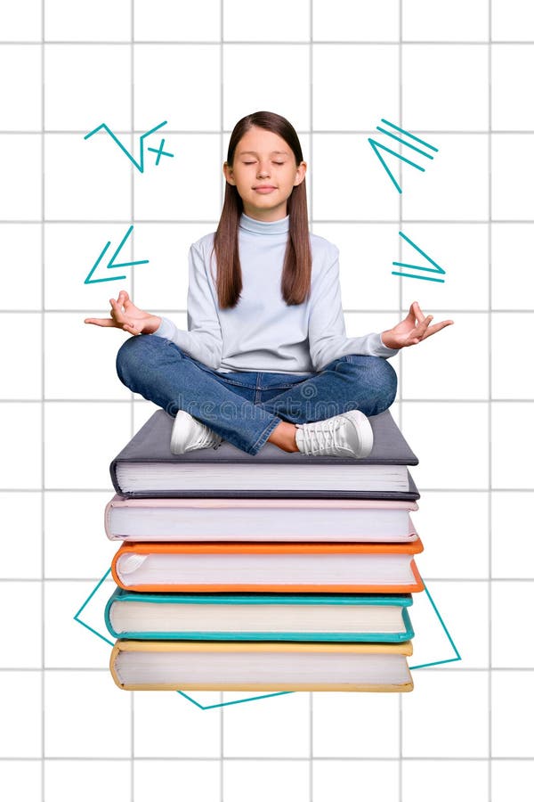 Poster Collage of Calm Learner Child Have Meditation Exam Test Sit ...