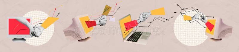 Poster Collage Multiple Panorama of People from Gadget Making ...