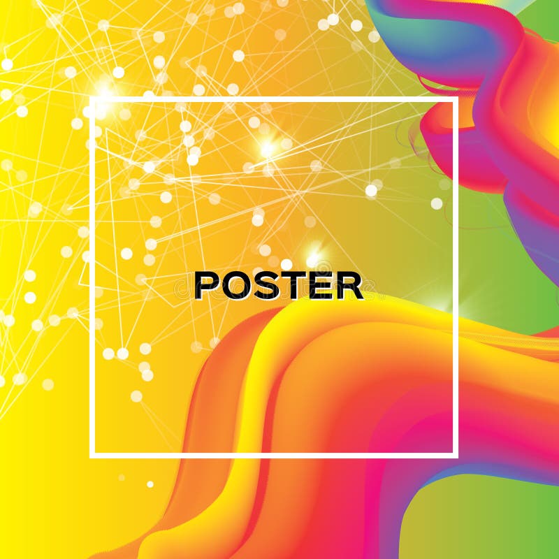 Poster. Colorful Wave Smoke Shapes with Square Frame. Space for Text ...