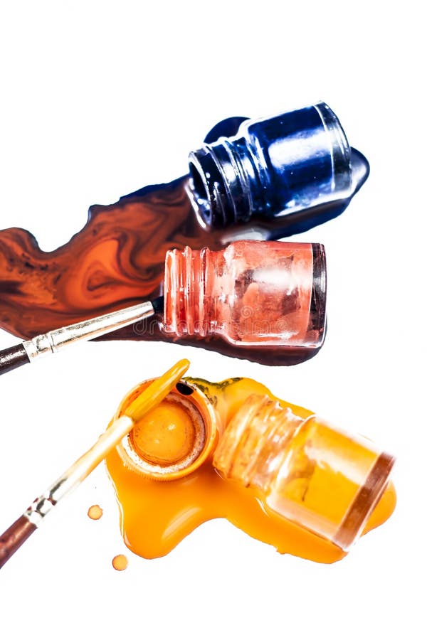 Orange Poster Color Fallen or Dropping on White. Stock Image - Image of ...