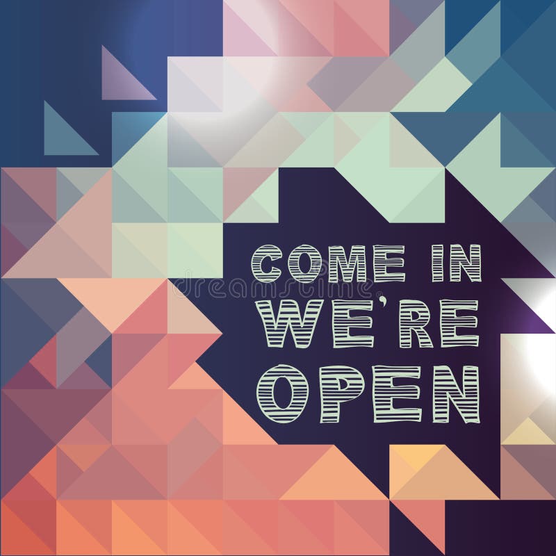 Come in we are Open Text with Megaphone Label Set. Megaphone in Hand ...