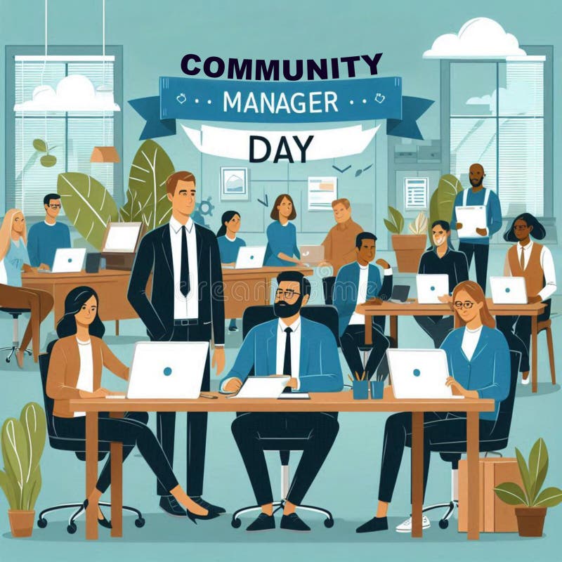 Poster about Community Manager Day with Workers Group Stock ...