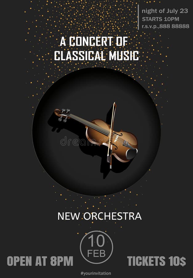 Poster for a Concert of Classical Music with Violin on the Background ...