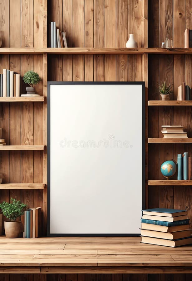 Poster Copy Space Template and Book Shelves Stock Illustration ...