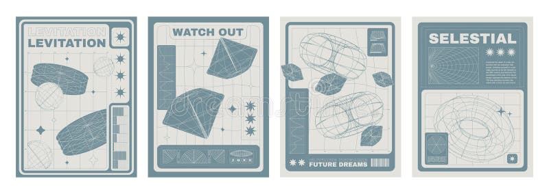 Poster and Cover Design Layout in Y2k Style Stock Vector - Illustration ...